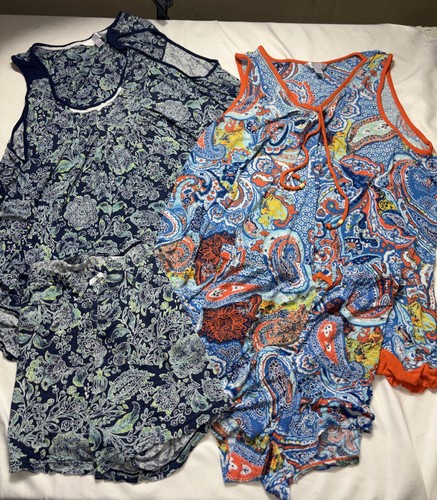 2 Sets SECRET TREASURES Pajama Shorts And Top Paisley Geometric Lounge ...