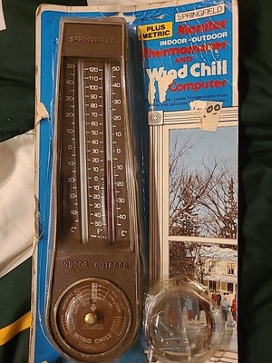 Vintage Springfield Thermometer 7853 Monitor Indoor Outdoor & Windchill ...