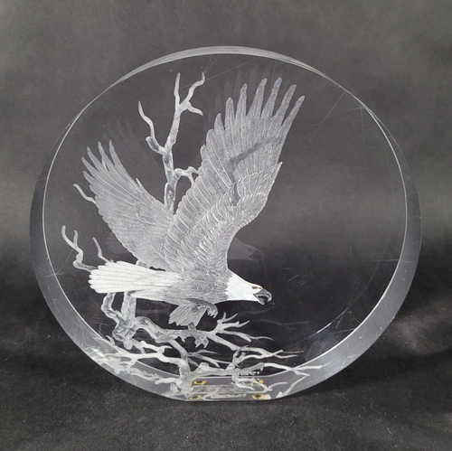 FRANK R. ALBRECHT Etched Lucite Eagle Sculpture FRA Vintage Signed 8 ...