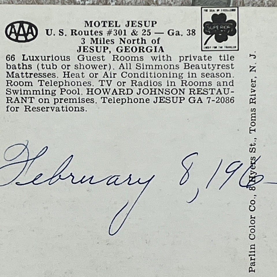 Vintage Jesup, GA Postcard Motel Advertising Multi View Old Sign Pool ...