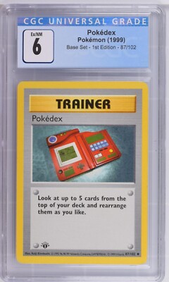 *POP 1* CGC 6 Pokédex Non-Holo 1st Edition Base Set 87/102 Pokemon 1999 ...