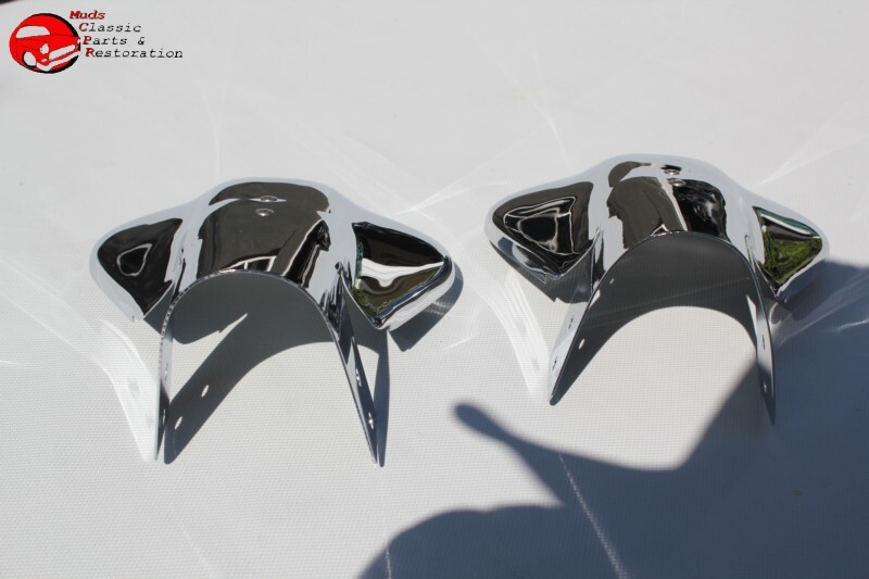 Red Jewel Chrome Clam Shell Vintage Style Exhaust Tail Pipe Deflector ...