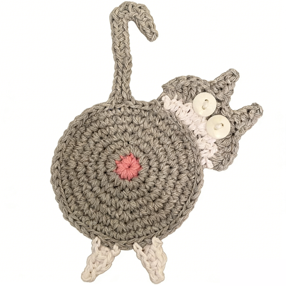 Cute Cat Butt Coasters Non-Slip Mug Coaster Crochet Drink Mat Home ...