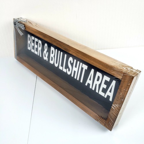 Beer & Bullshit Area Wooden Sign 13"x4.5"- Man Cave Decor Mens Garage ...
