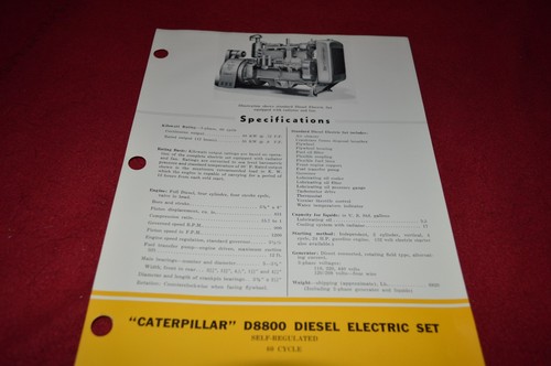 Caterpillar D8800 Diesel Electric Engine Generator Set Dealers Brochure ...