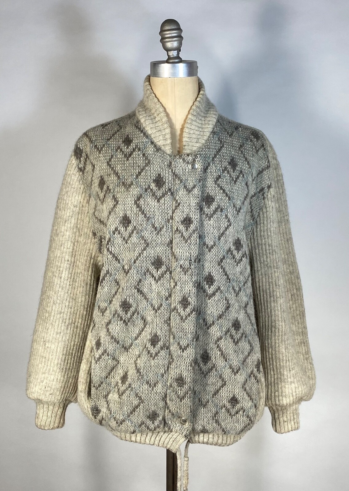 Vintage 1970's-80's beige ICELANDIC knit undyed wool … - Gem