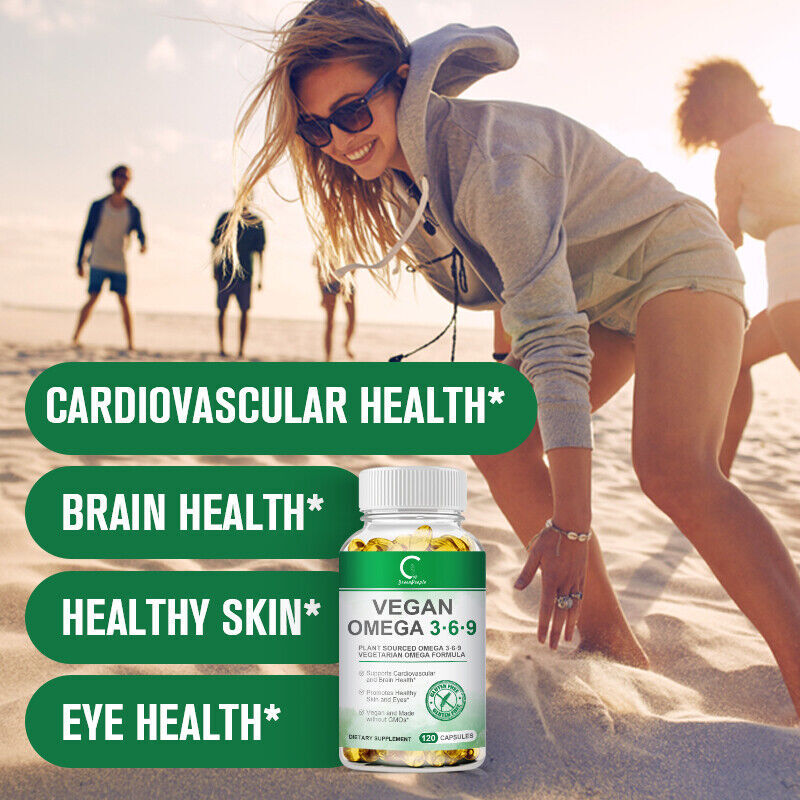 Omega 3-6-9 Vegan Capsules 1360mg High Strength Support Eye & Brain ...