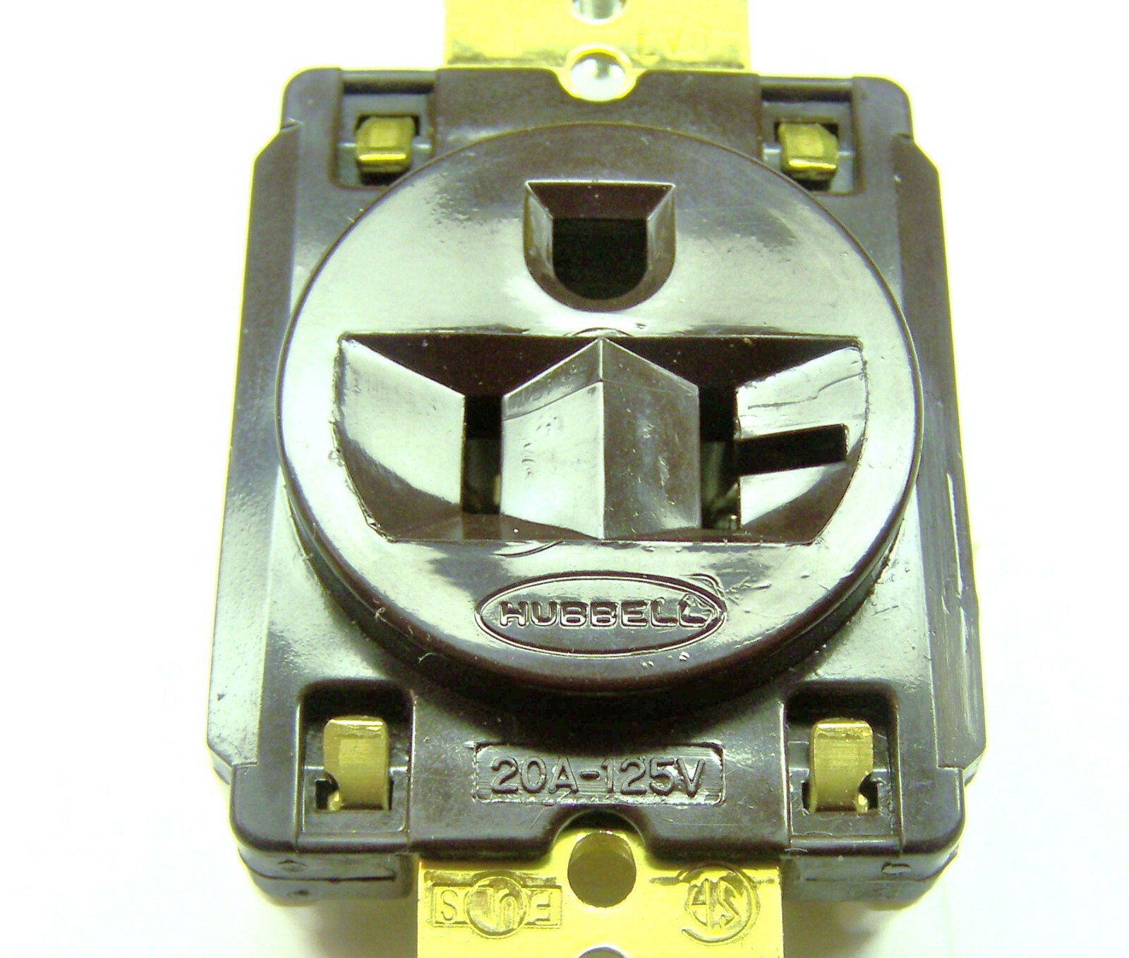 HUBBELL HBL5361 NOS HBL STRAIGHT BLADE BROWN SINGLE RECEPTACLE 20A 125V ...