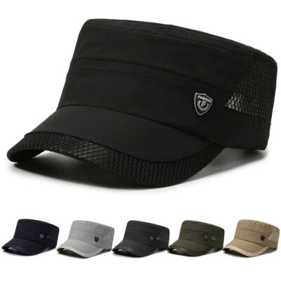 Men's Classic Army Mesh Military Cap Hat Cadet Patrol Style Brim Spring ...