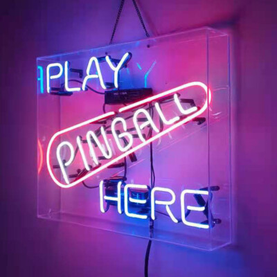 Play Pinball Here Neon Sign 19"x15"Lamp Bar Pub Gameroom Wall Deocr ...