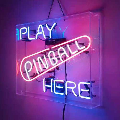 Play Pinball Here Neon Sign 19"x15"Lamp Bar Pub Gameroom Wall Deocr ...