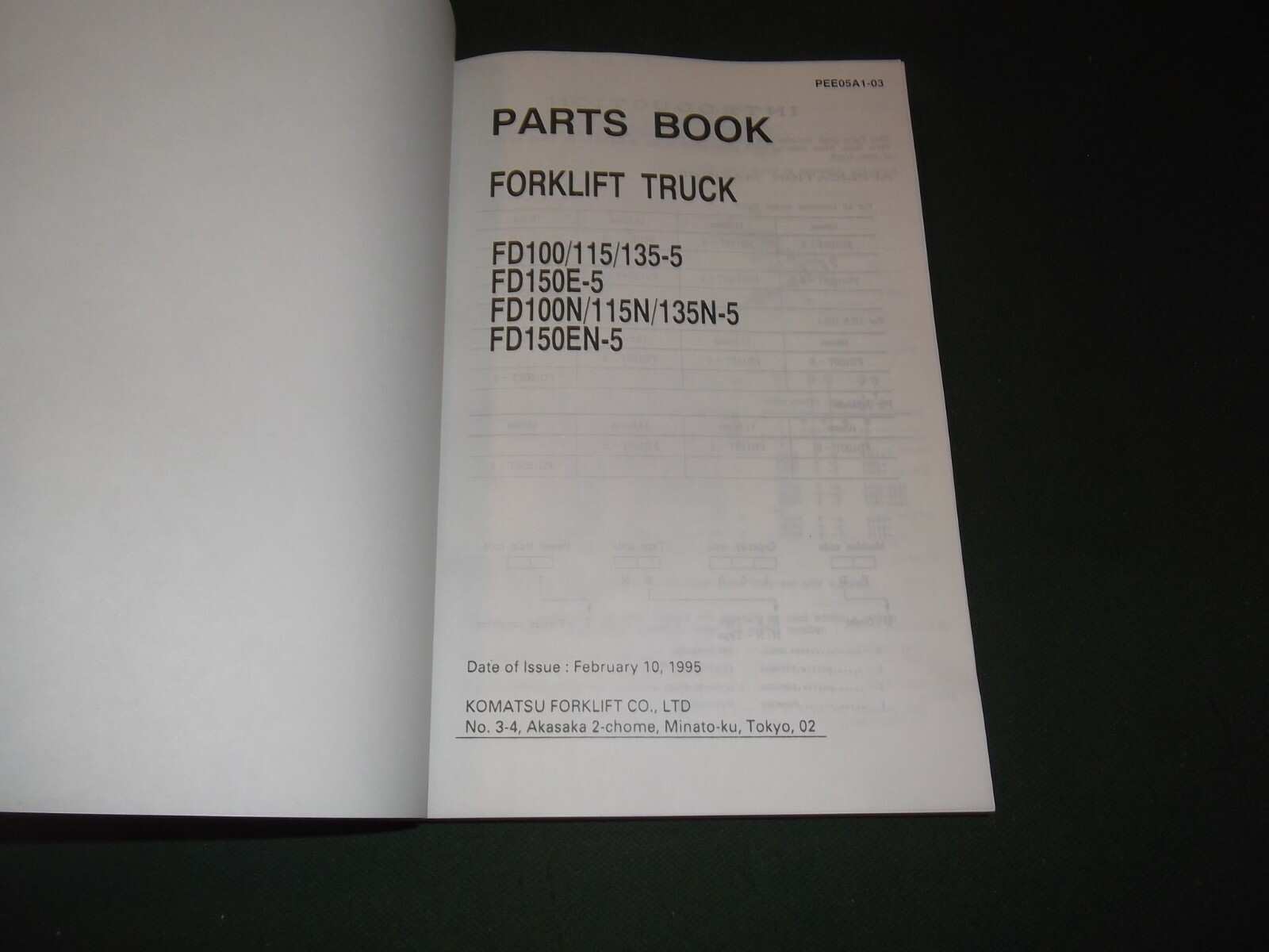 KOMATSU FD100-5 FD115-5 FD135-5 FD150E-5 FD100N-5 FD150EN5 FORKLIFT ...