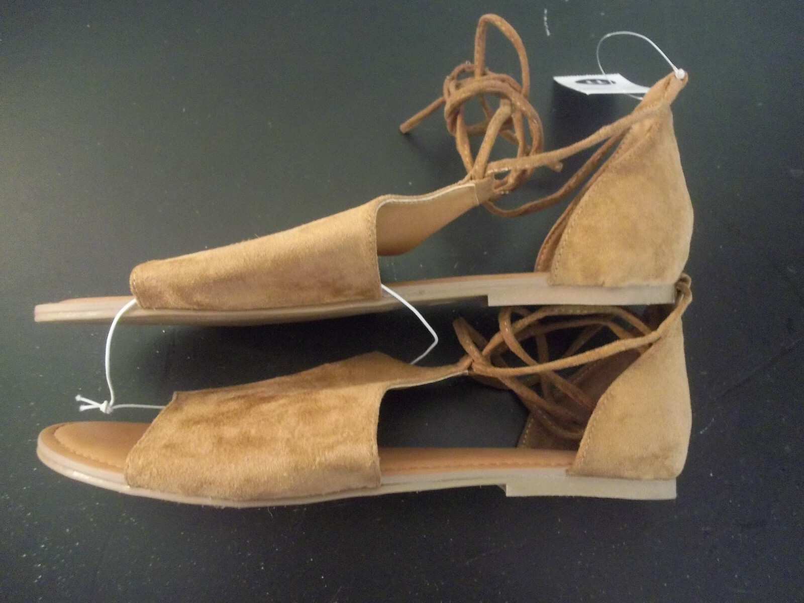 NEW Universal Thread Womens Aileen Lace Up Slide Sandals Cognac Faux ...