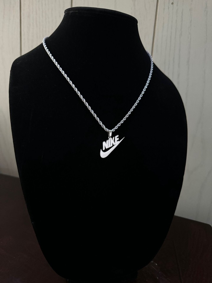 Nike Necklace - Nike Swoosh - 3mm Rope - 20" Silver Chain - Easter Gift ...