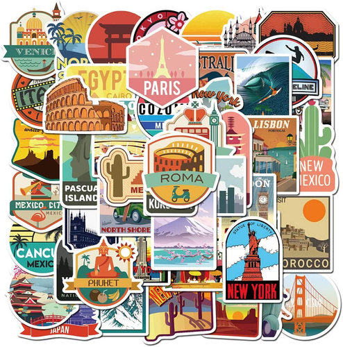 Travel Map Stickers for Kids Teens,50 PCS World Famous Country Regions ...