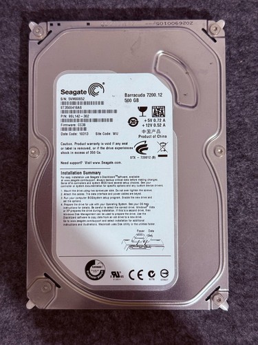 Seagate BarraCuda 7200.12 500 GB,Internal,7200 RPM,3.5" (ST3500418AS ...
