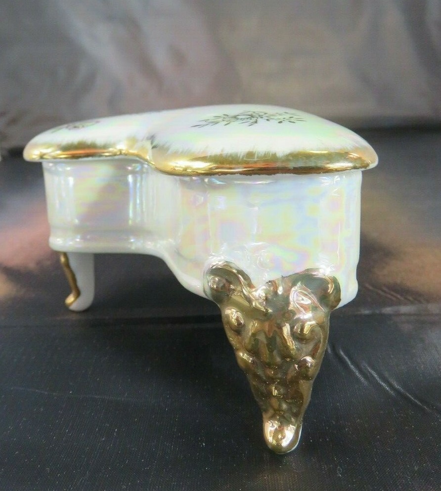 Beautiful ceramic Piano TRINKET JEWELRY BOX Victorian Picture (Empress ...