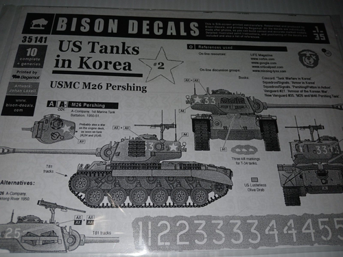 Bison Decals 35141 1/35 US Tanks in Korea USMC M26 Pershing 10 complete ...