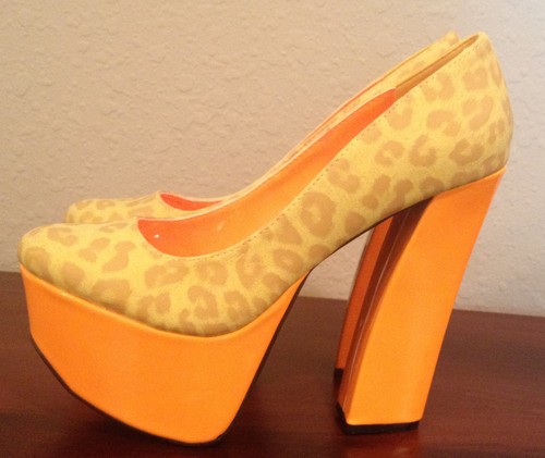 NEW Frh CHEETAH ANIMAL PRINT Platform Heels Shoes Womens size 8 1/2 M 8 ...