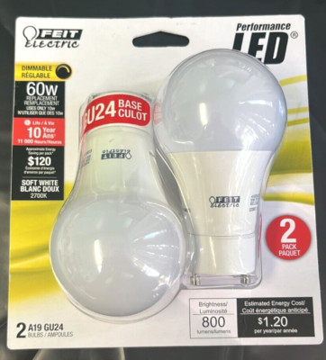 Feit Electric Performance Soft White LED Light Bulb A19 - Gu24 Base ...