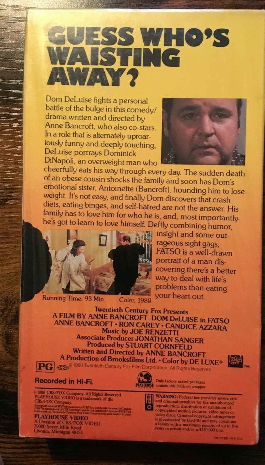 Fatso (1980) Dom Deluise VHS ++ FREE DVD 86162113635| eBay