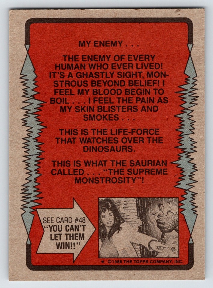 Trade Card 1988 Topps Dinosaurs Attack Supreme Evil #47 Dinosaur Satan ...