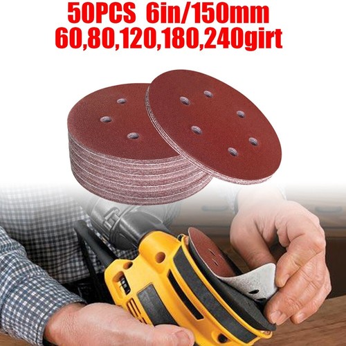 Quality 6 Inch Sandpaper Set with 6 Holes for Flawless Sanding (50pcs ...