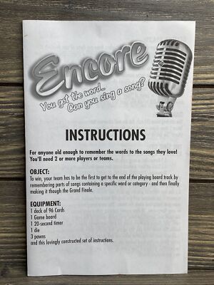 Endless Games 2008 Encore Game Instructions Replacement Part Piece | eBay