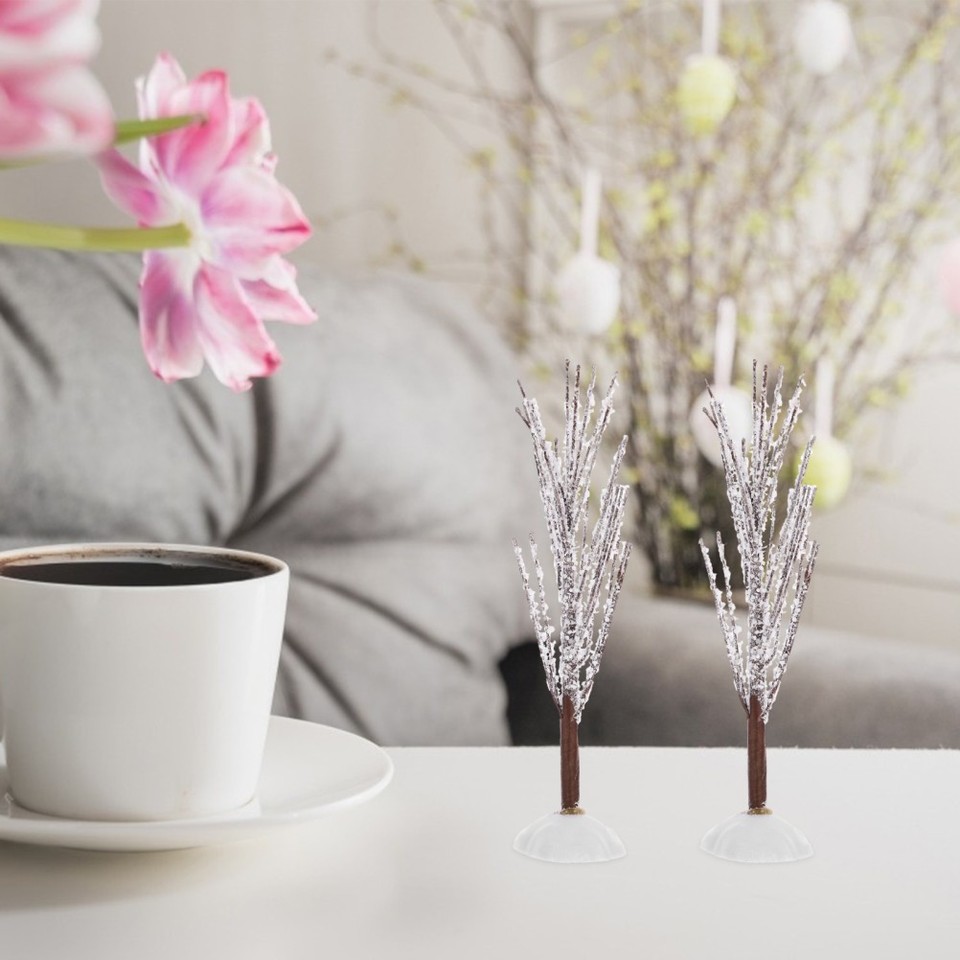 4 Pcs Diy Snow Tree Statue Home Iron Wire Decor Desktop Frost Tabletop ...