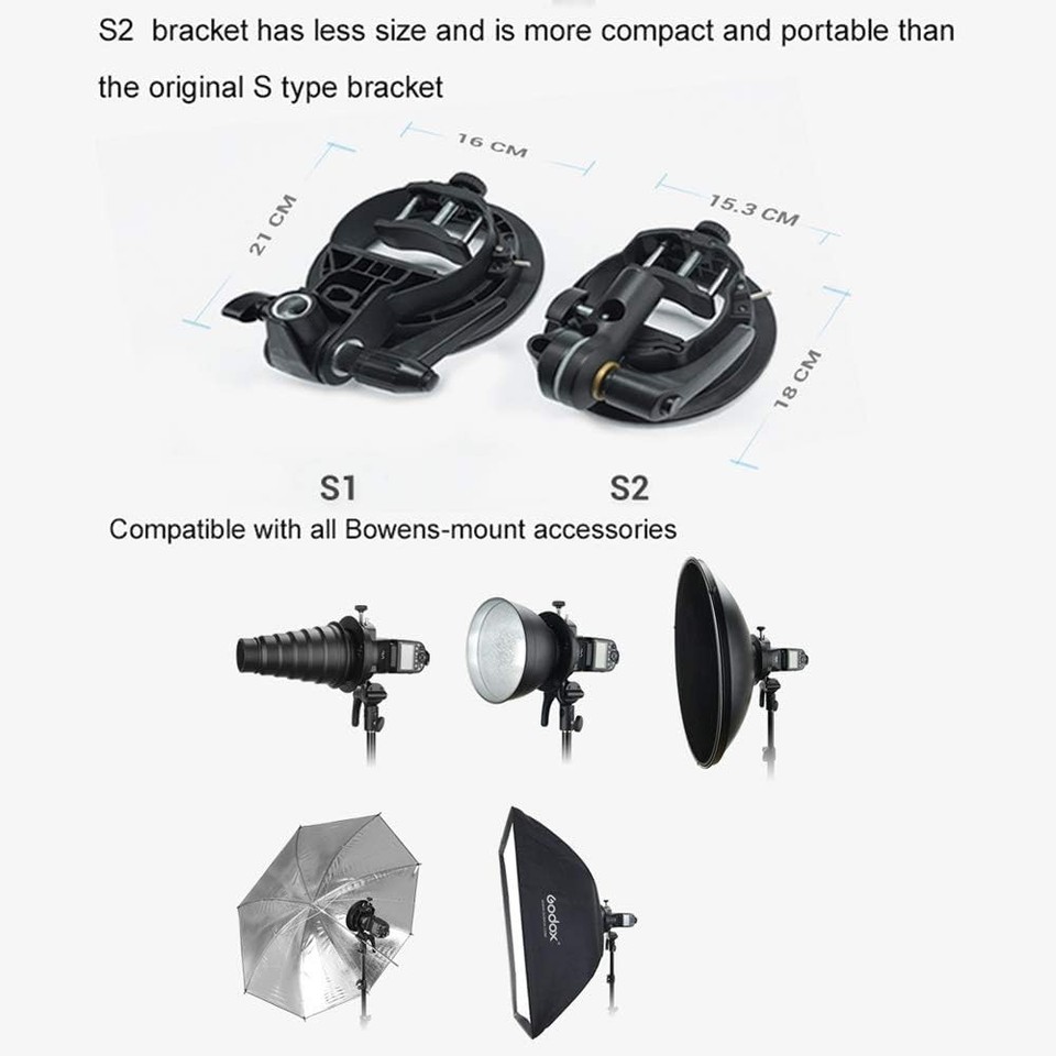 S2 Speedlite S-Type Bracket Bowens Mount Flash Holder for V100 AD200Pro ...