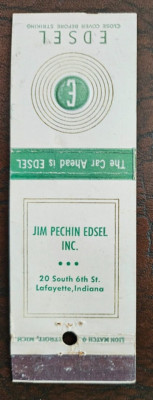 Jim Pechin Edsel Inc. Lafayette Indiana "Matchcover" | eBay