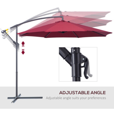 3M Large Parasol Umbrella Garden Patio Table Sun Shade Canopy w/ Crank ...