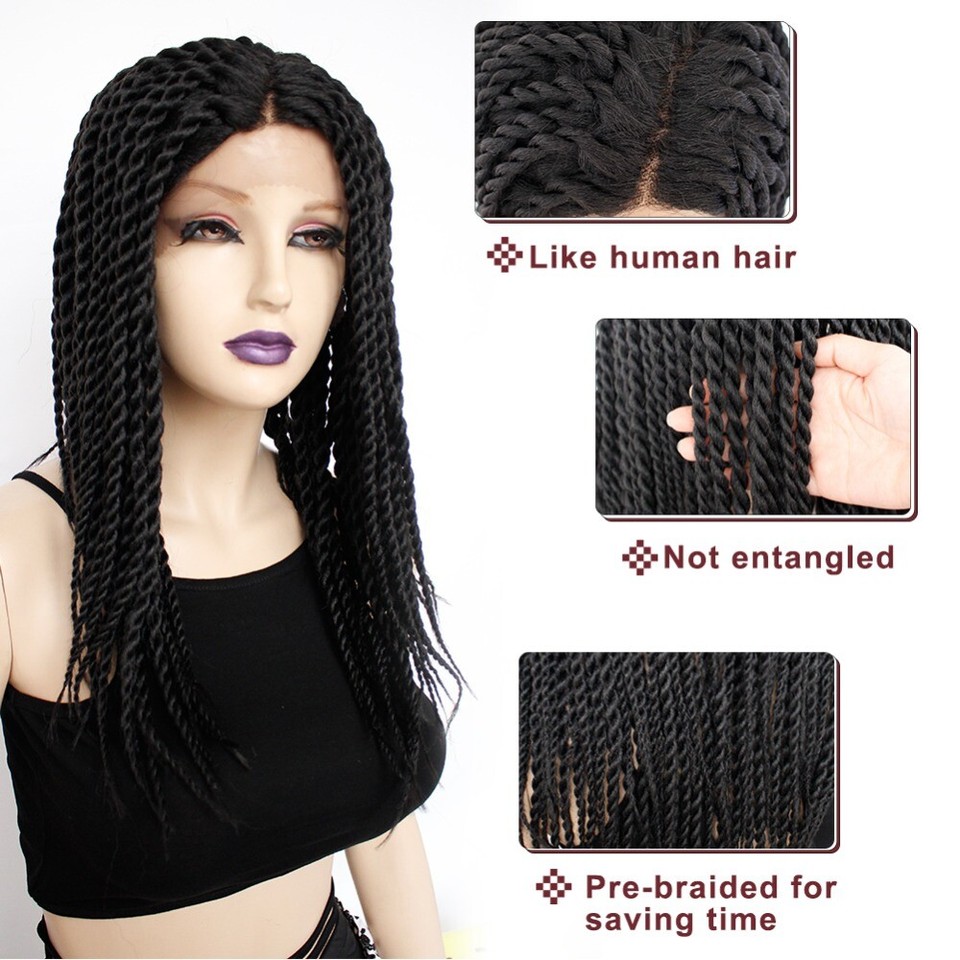 Synthetic Lace Front Wigs Afro Twist Braided Wigs For Black Women Full ...