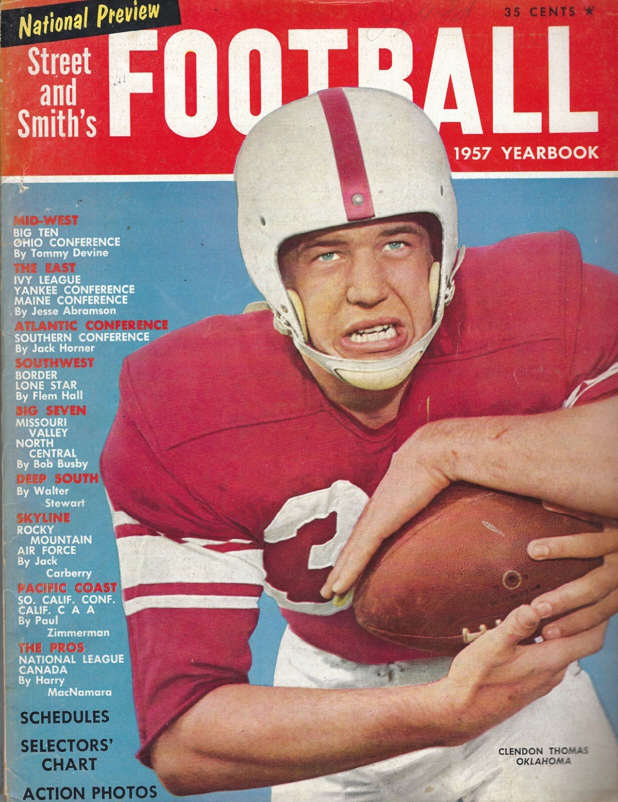 1957 Street & Smith's Football magazine Clendon Thomas Oklahoma Sooners ...