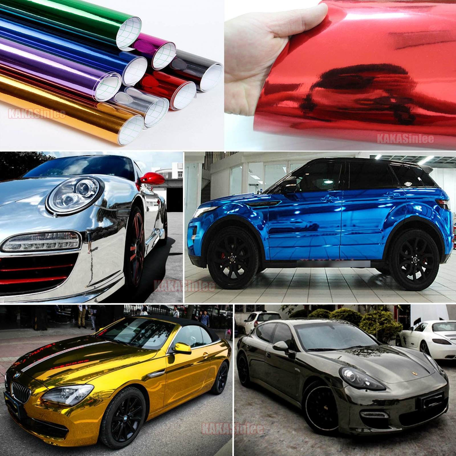 Stretchable Metallic Car Mirror Chrome Vinyl Wrap Reflective Sticker ...