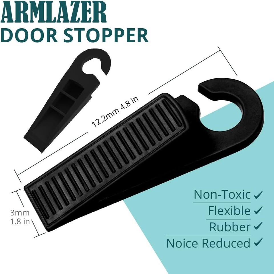 4 PC Door Stopper Grooved Rubber Wedge with 1.0" Hook for Office Home ...
