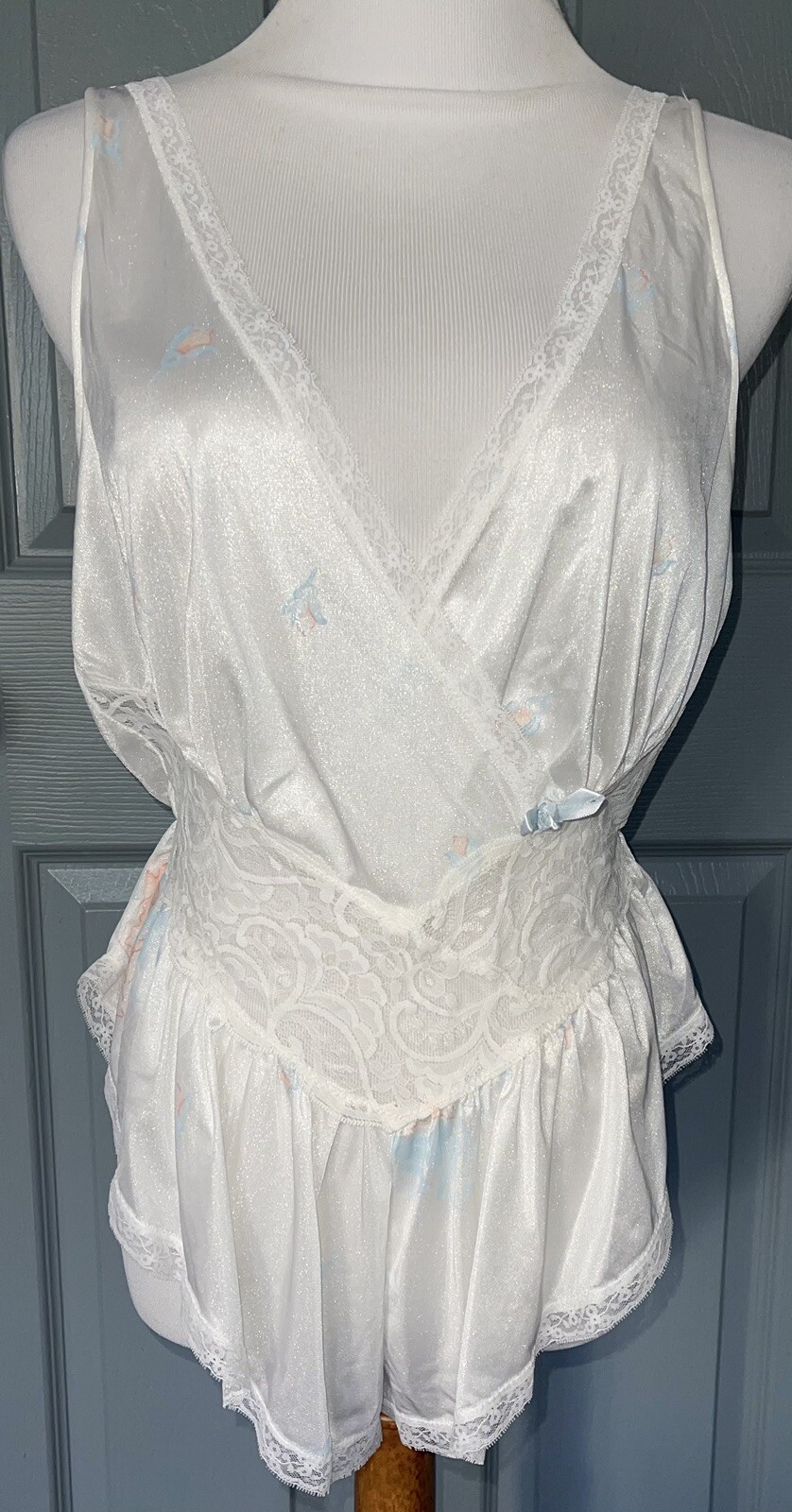 Gilead Vintage White Lace Trim Nylon Teddy Bodysuit. … - Gem