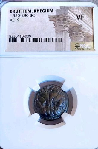 Bruttium Rhegium Apollo & Lion AE19 NGC VF Ancient Coin 350-280 BC | eBay