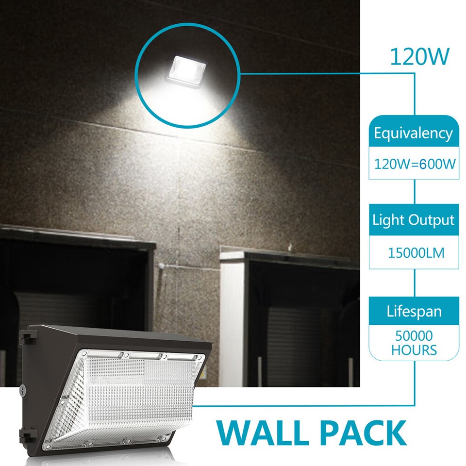 LED Wall Pack Light 120W 5000K with Dusk-to-Dawn photocell 15000lm ...