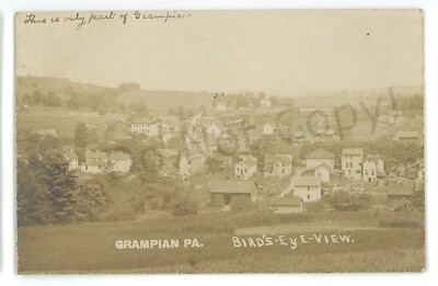 RPPC 1907 Aerial View of GRAMPIAN PA Clearfield County Real Photo ...