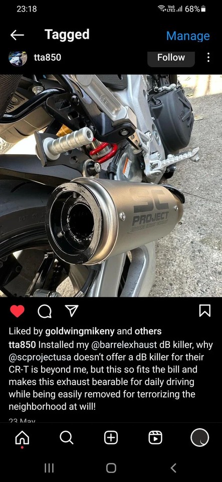 DB Killer Baffle Fits SC Project CRT 70mm Off-road Motorcycle | Black ...