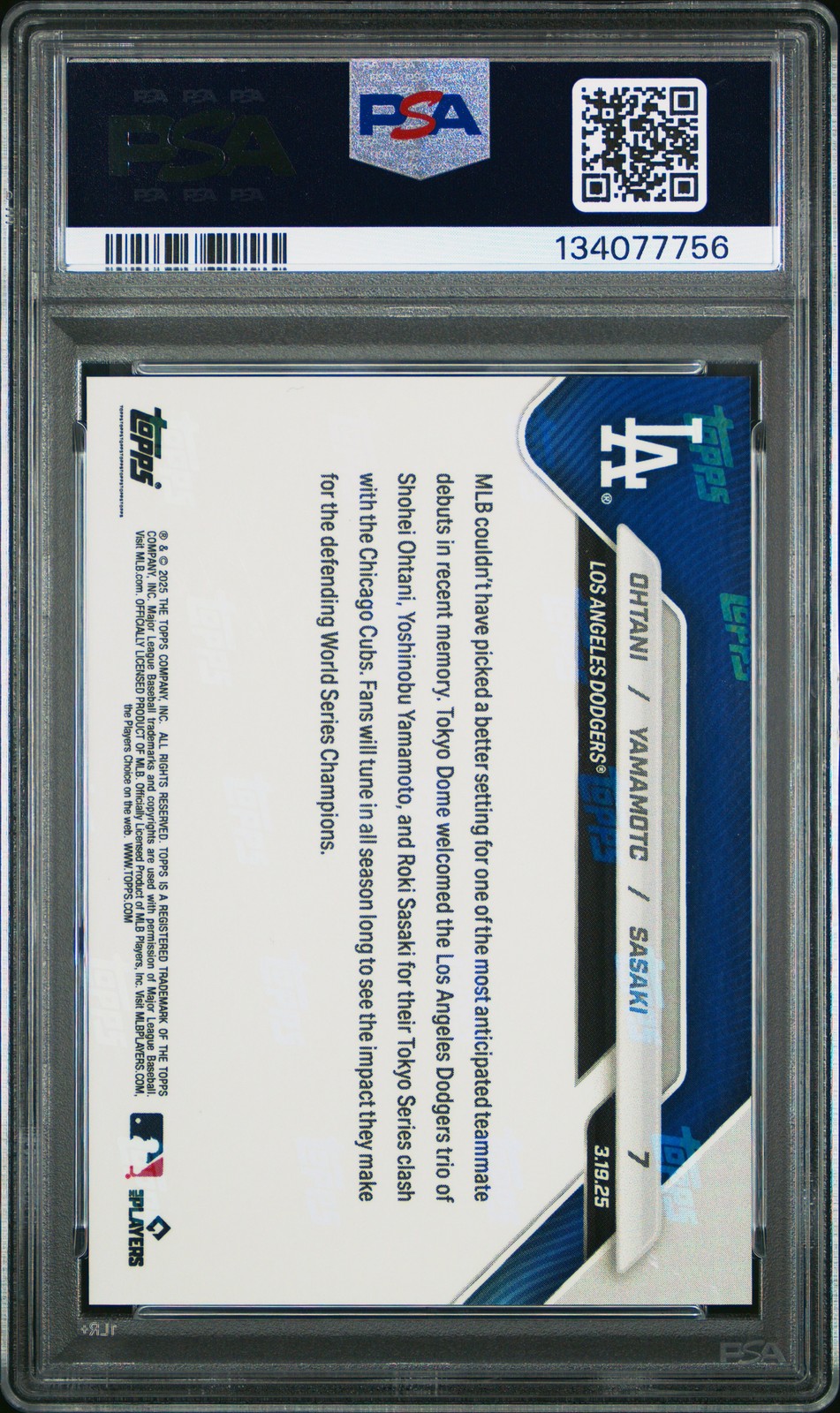 2025 TOPPS NOW #7 ROKI SASAKI RC SHOHEI OHTANI YOSHINOBU