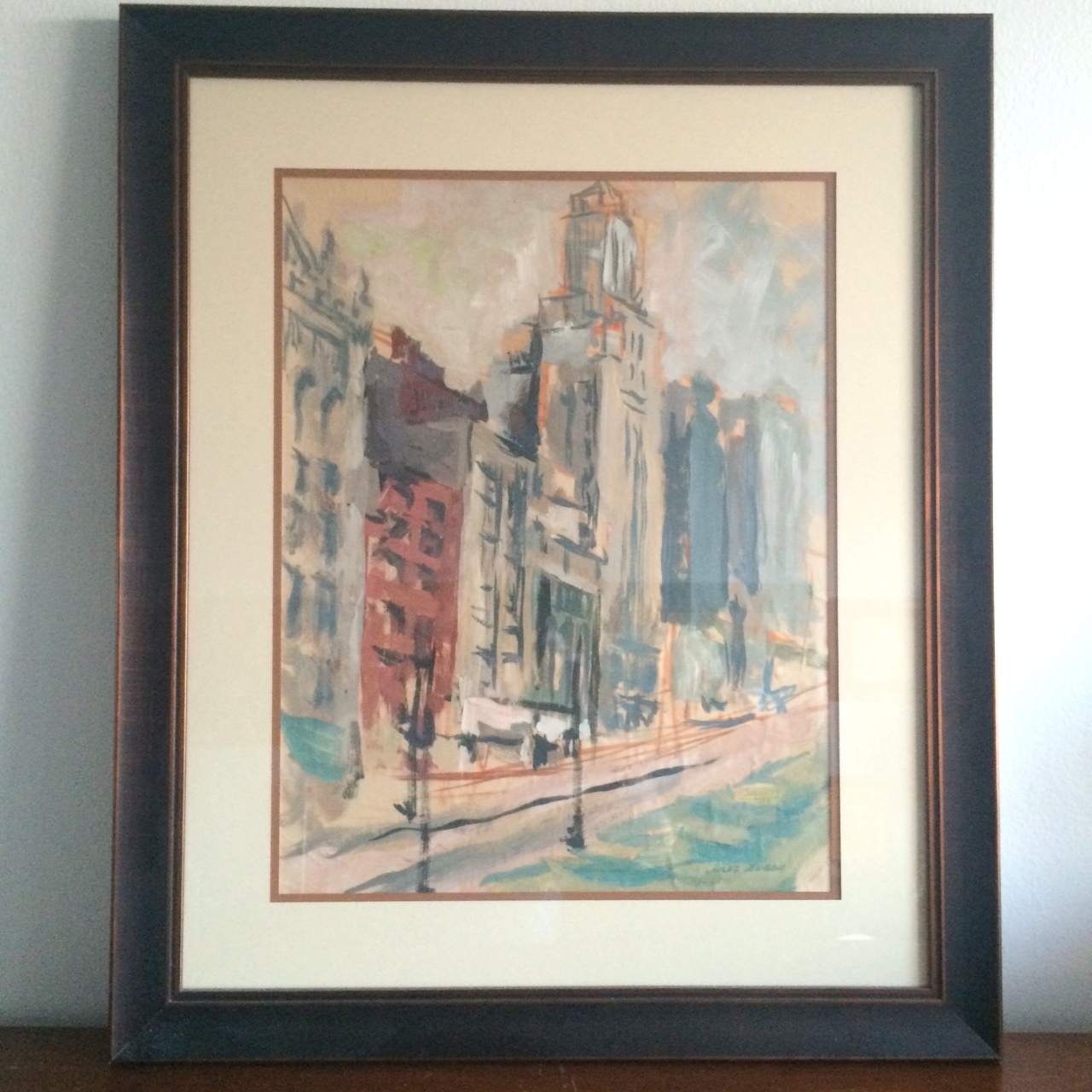 VINTAGE MODERN MODERNIST ABSTRACTION CITYSCAPE PAINTING COLORISM CITY ...