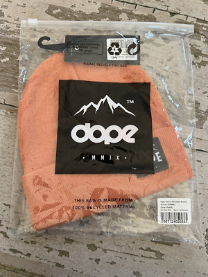 NWT DOPE mmix Paradise Knit Beanie Cap Hat Peach Orange OSFM Men Women ...