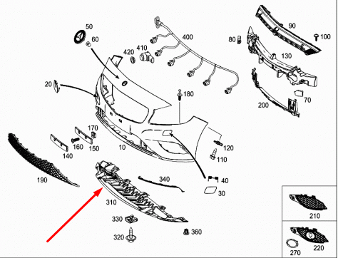 Mercedes-Benz A-class W176 Front Bumper Undertray Cover A1768850036 ...