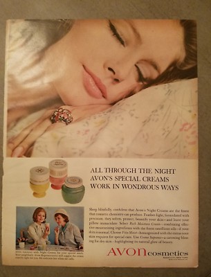 1964 Avon calling cosmetics night cream woman sleeping pillow ad | eBay