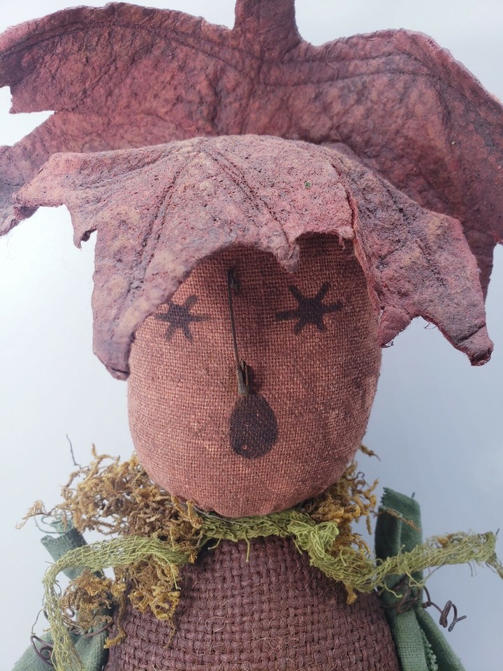 Primitive Fall Doll Sleepy Garden Girl OOAK Autumn Themed Leaf Hat | eBay