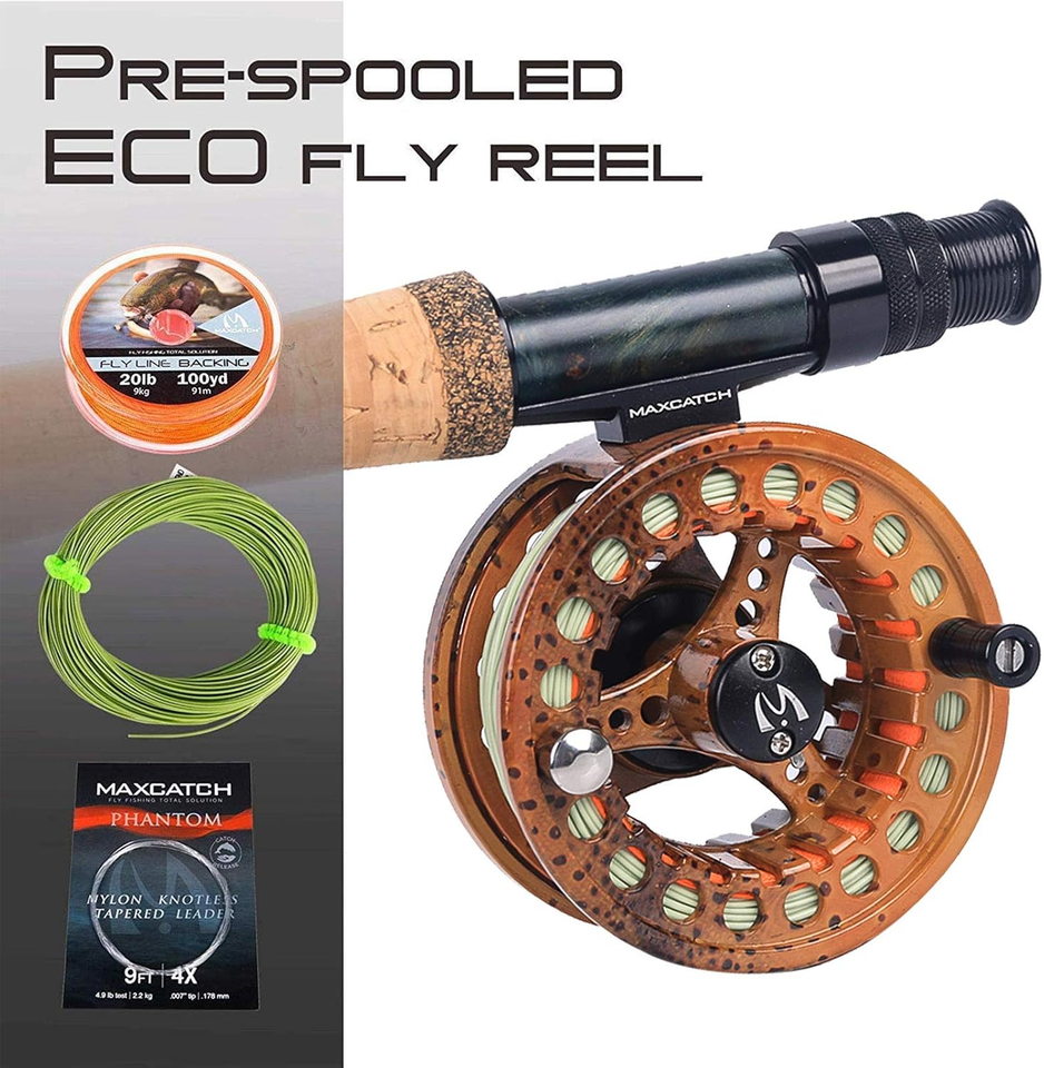 Maxcatch ECO Large Arbor Fly Fishing Reel (3/4Wt 5/6Wt 7/8Wt) and Pre ...