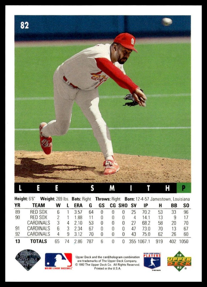 1993 Upper Deck #82 Lee Smith | eBay