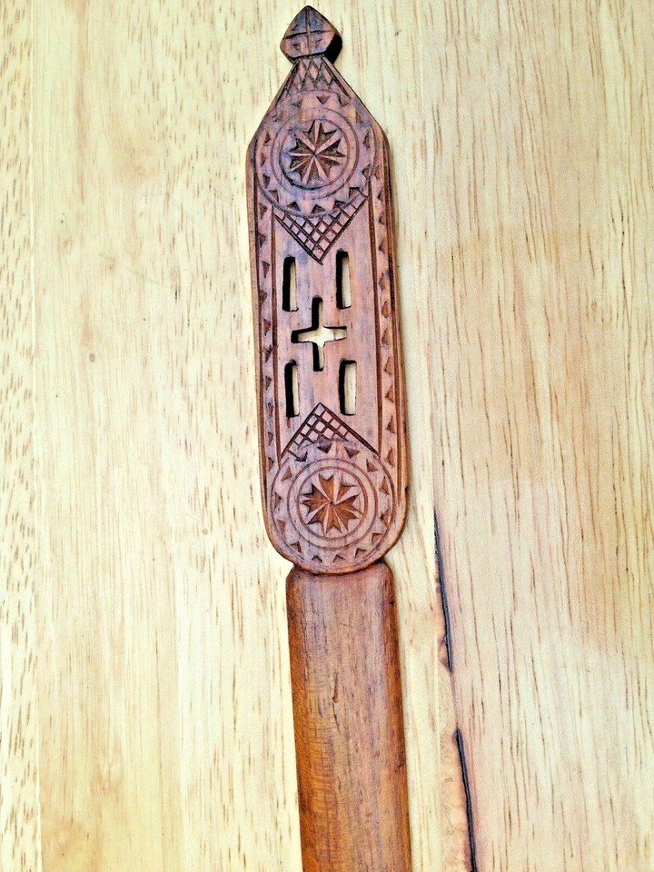 ANTIQUE CARVED WOOD LETTER OPENER CROSS ROSETTE DESIGN BLACK FOREST | eBay